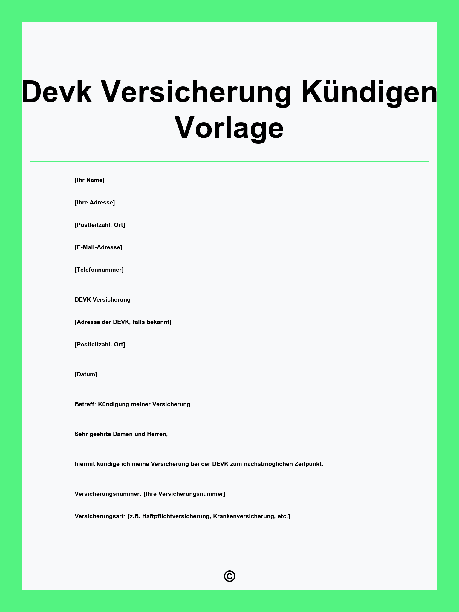 Devk Versicherung Kündigen Vorlage